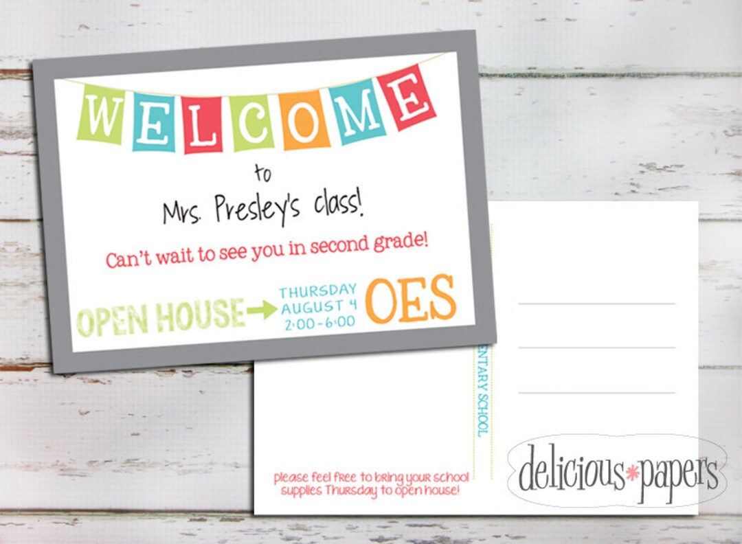 Teacher Open House Back to School Postcard to Students, Teacher ...