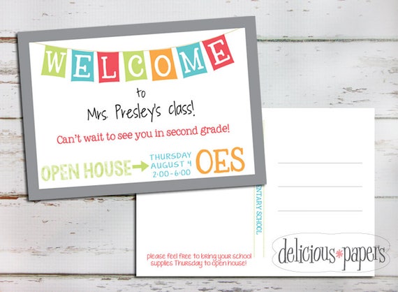 Teacher Open House Back to School Postcard to Students - Etsy