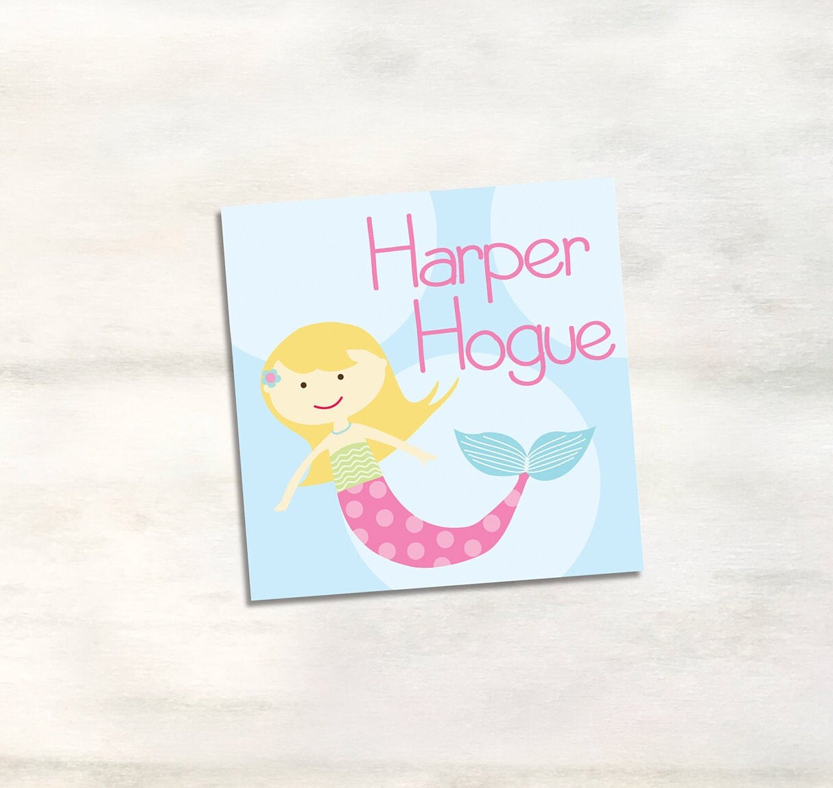 Personalized mermaid gift tags for kids enclosure cards | Etsy