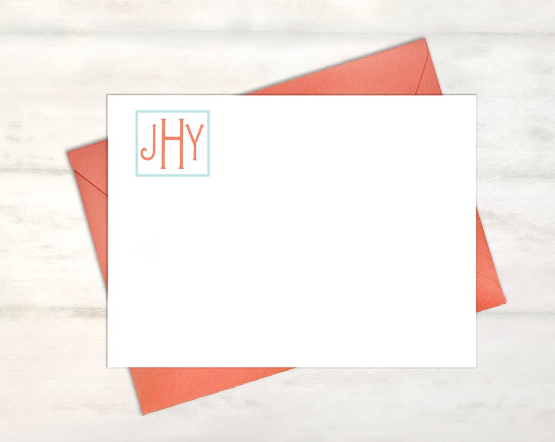 Personalized Monogrammed Note Cards for Women Notecard Set, Girl ...