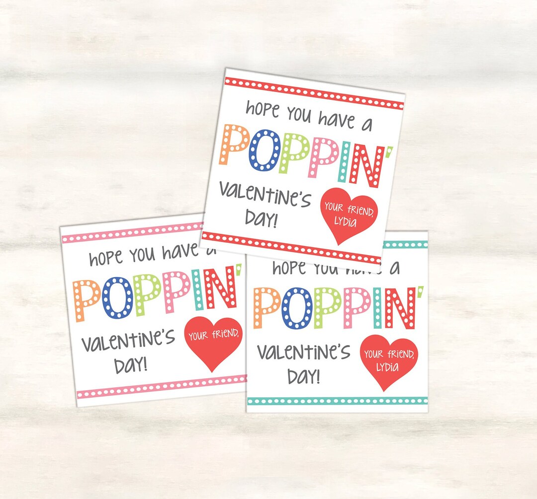 Pop It Valentines for Kids Digital Poppers Valentines Tags, Printable ...