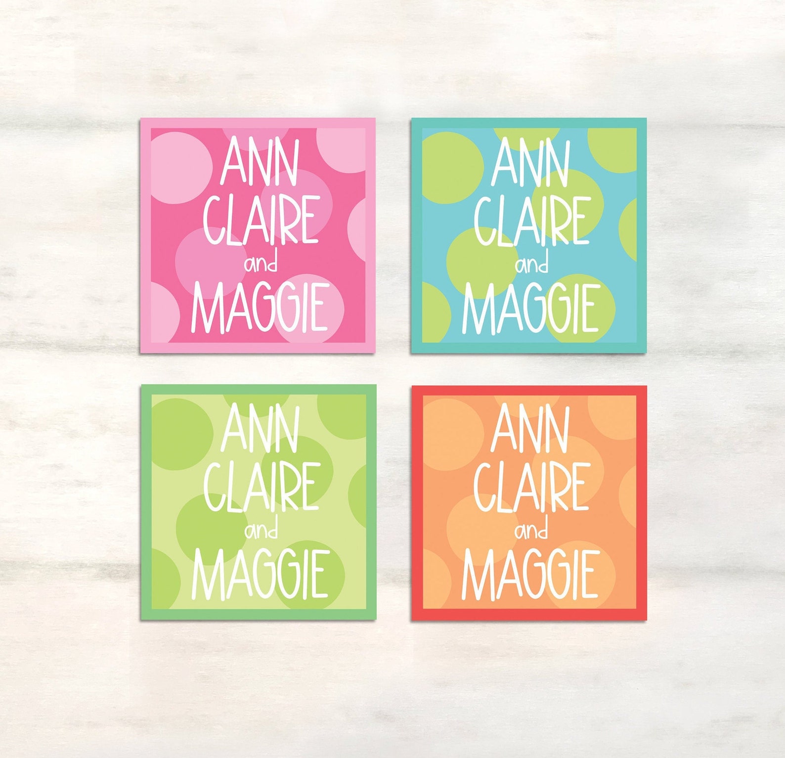 Personalized Polka Dot Enclosure Cards for Girls Gift Tags for - Etsy