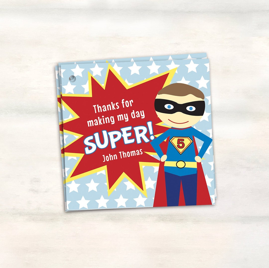 Personalized Kids Superhero Birthday Party Favor Tags, Superhero Tags ...