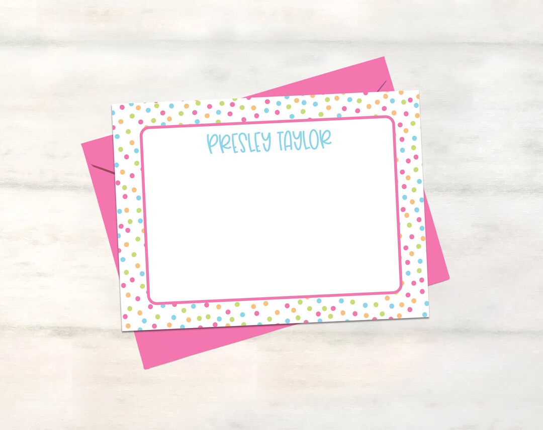Polka Dot Children's Stationery for Kids Fun Note Cards, Kids Birthday ...