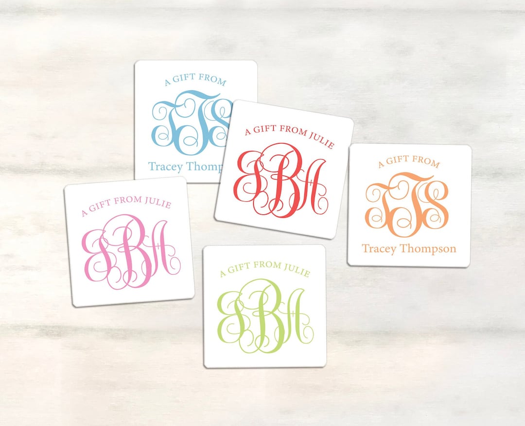 Monogrammed Gift Tag Stickers, Personalized Stickers for Gifts ...