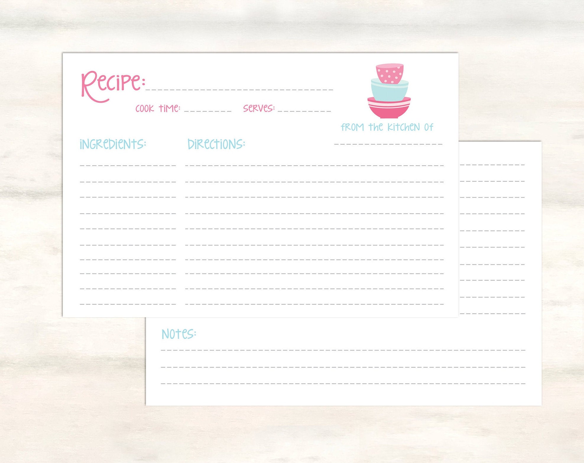 Colorful Recipe Cards for Kids 4x6 Double-sided Blank Recipe - Etsy