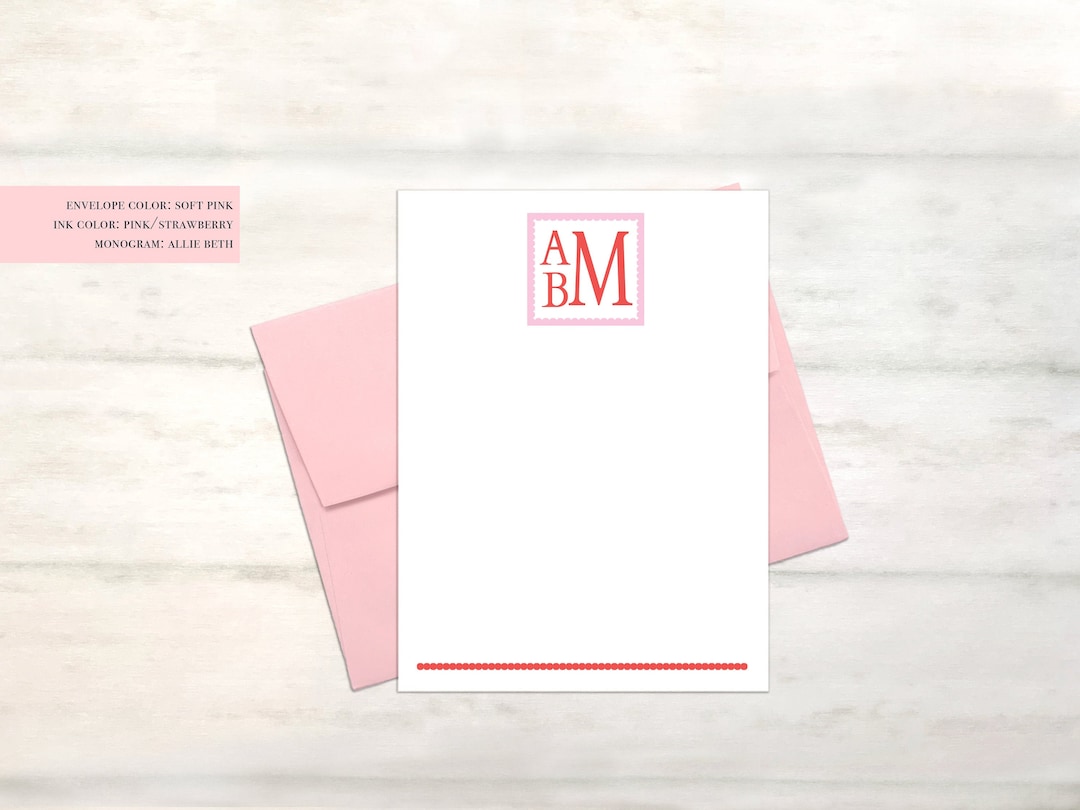 Personalized Stacked Monogram Stationery Set for Girls Stationary, Note ...