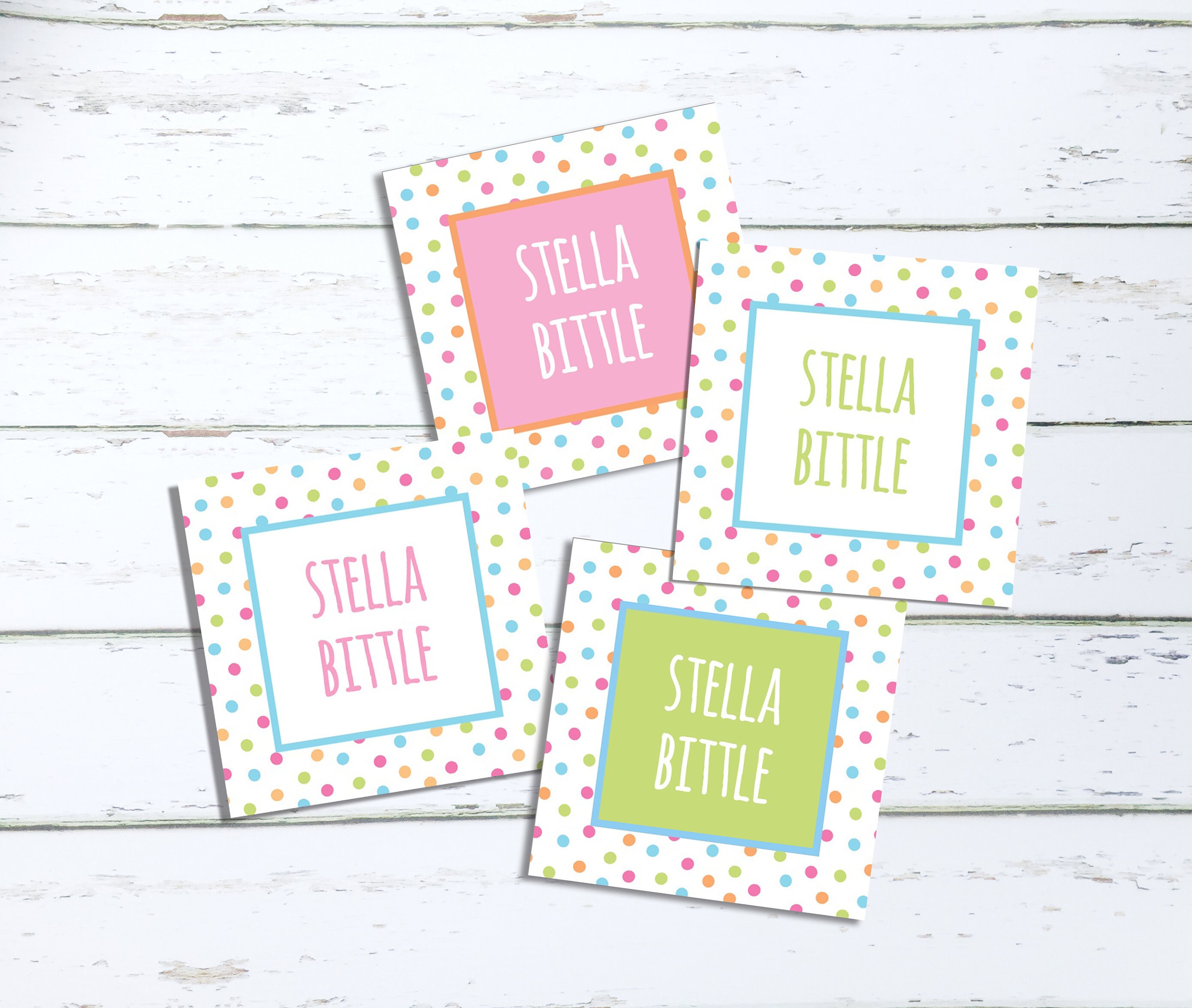 Personalized Polka Dot Enclosure Cards for Girls Digital - Etsy