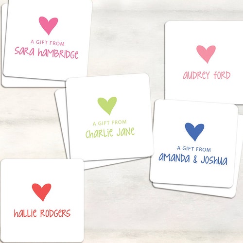Personalized Kids Gift Tag Stickers for Birthday Gifts Heart - Etsy