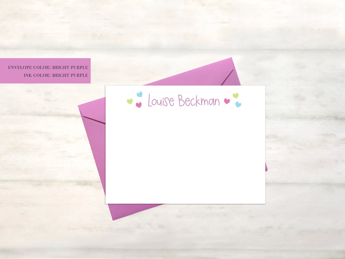Kids' Personalized Stationery for Girls Note Card Set for - Etsy