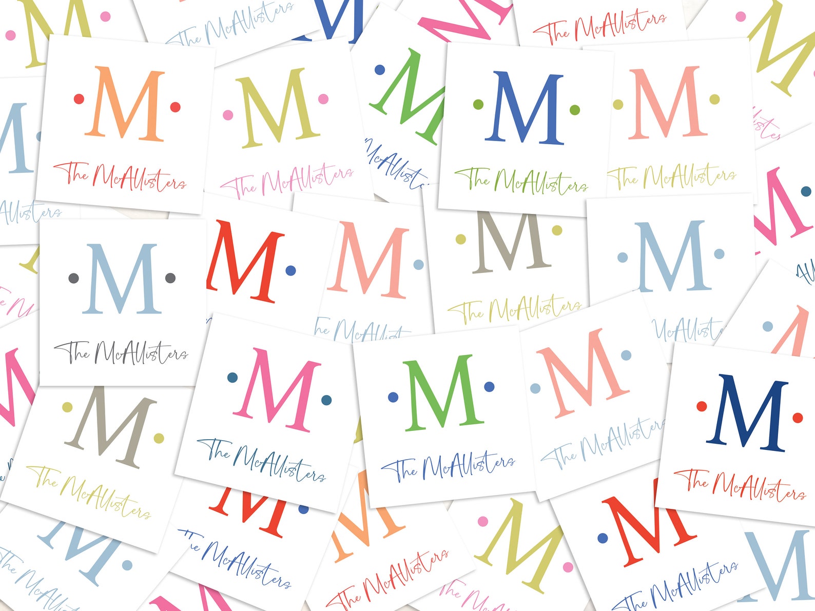 Monogrammed Initial Enclosure Cards for Family Gift Tags, Calling Cards ...