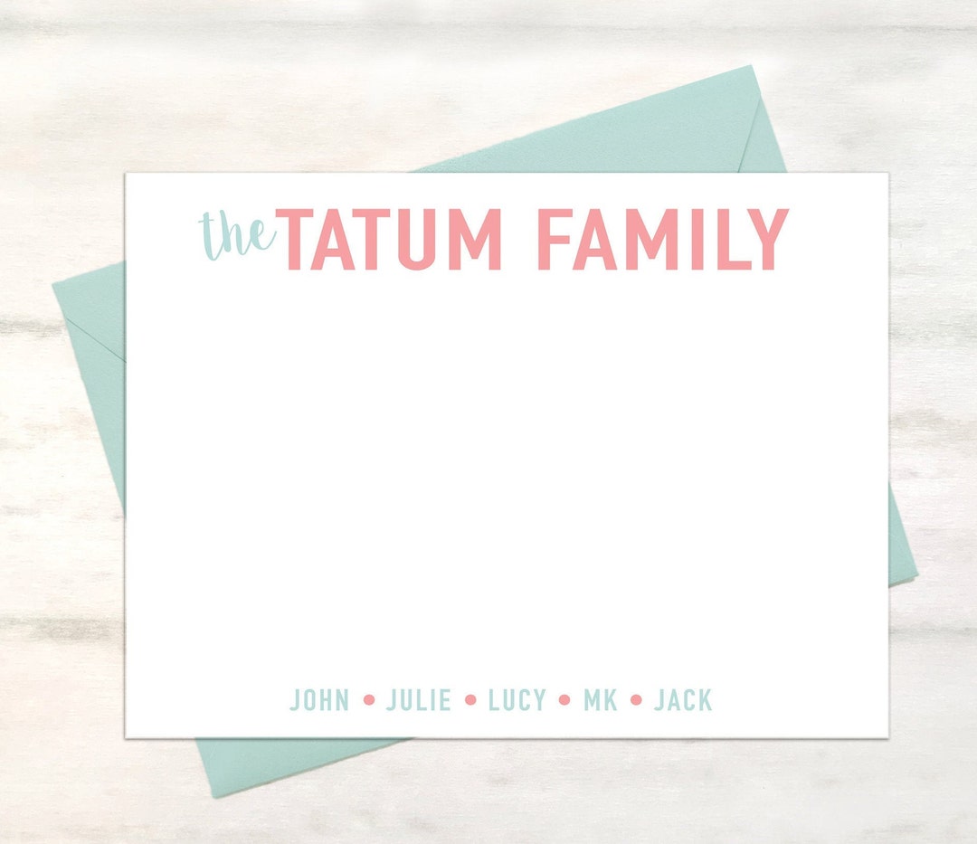 Personalized Family Stationery Set, Family Thank You Notes ...