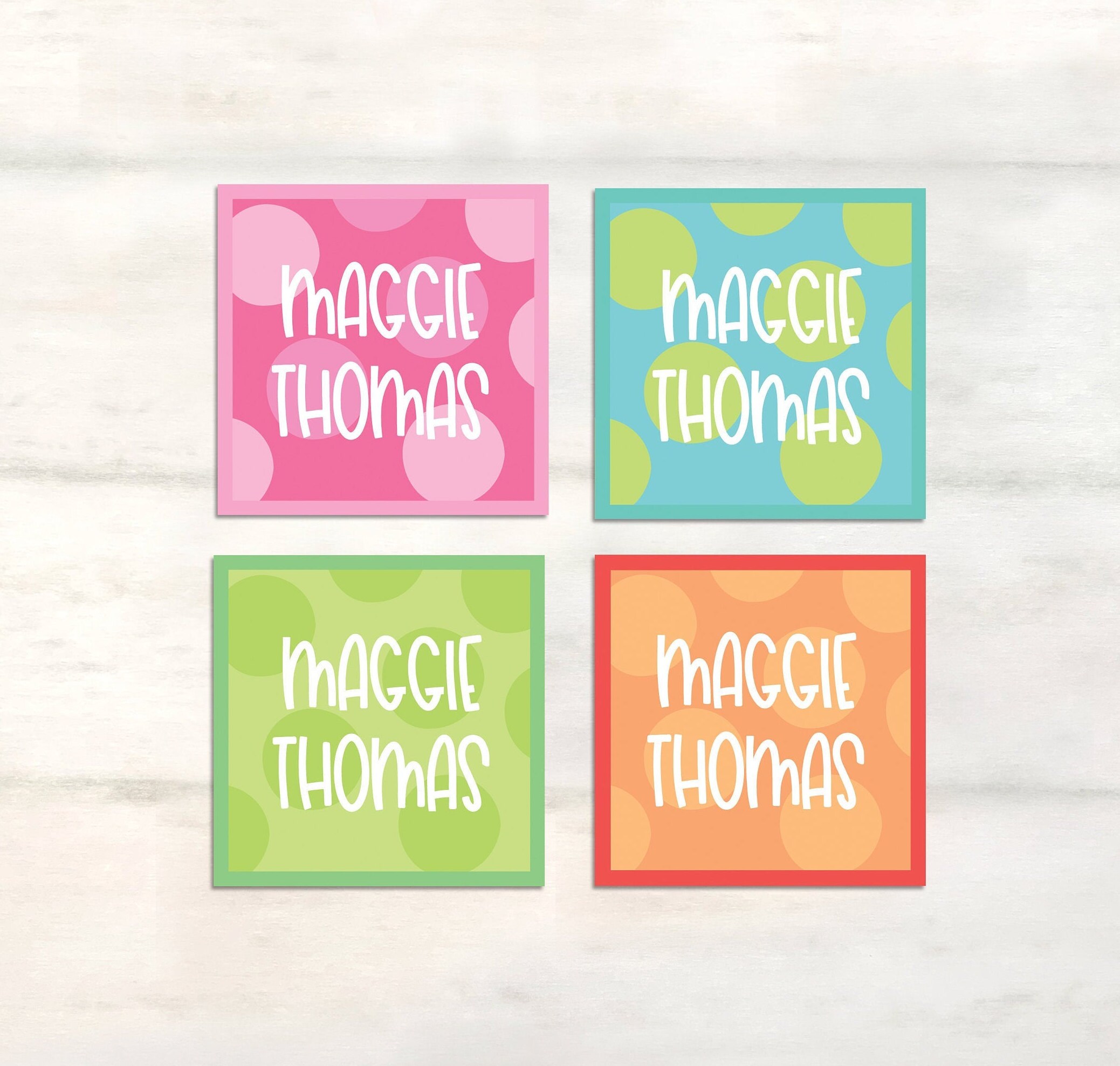 Personalized Polka Dot Enclosure Cards for Girls Gift Tags for - Etsy