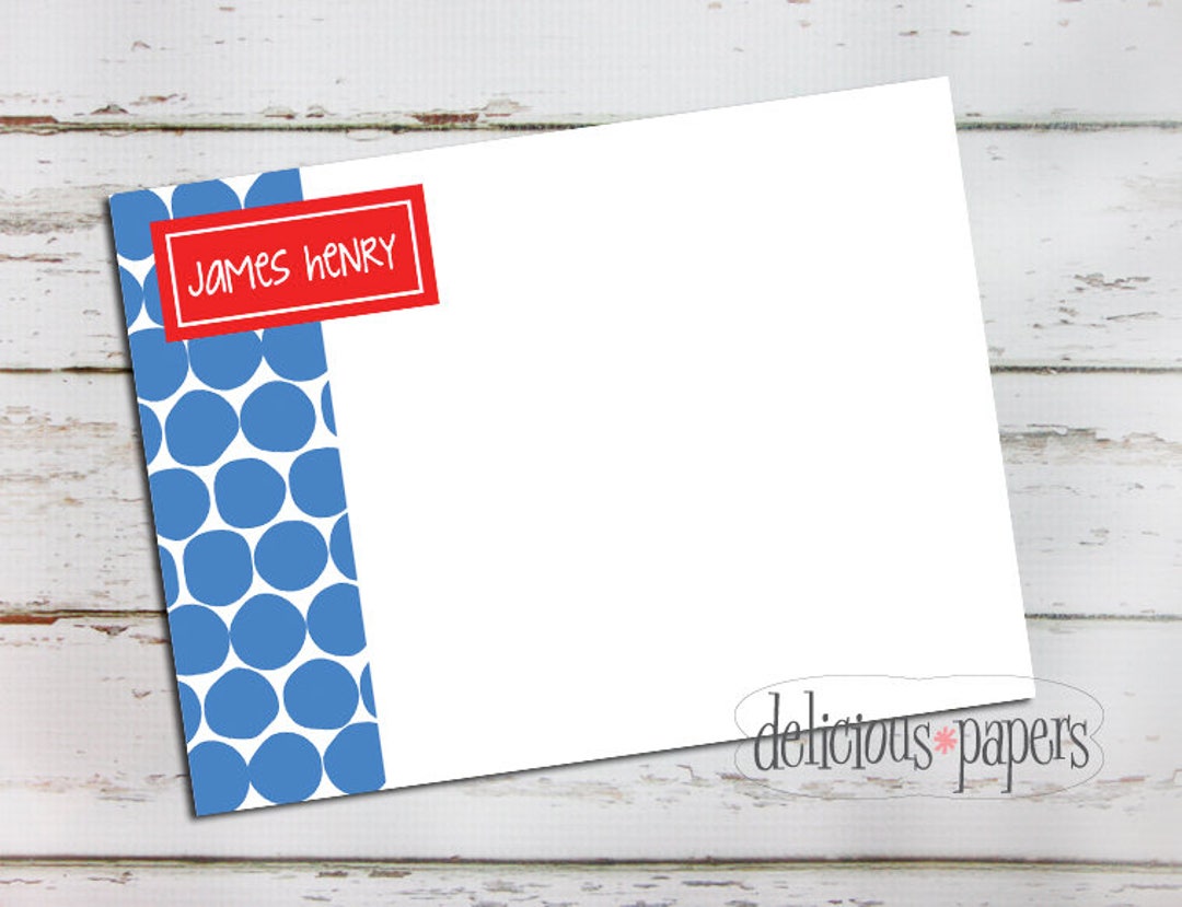 Personalized Boy Notes for Kids Flat Notecards, Note Cards for Boys ...