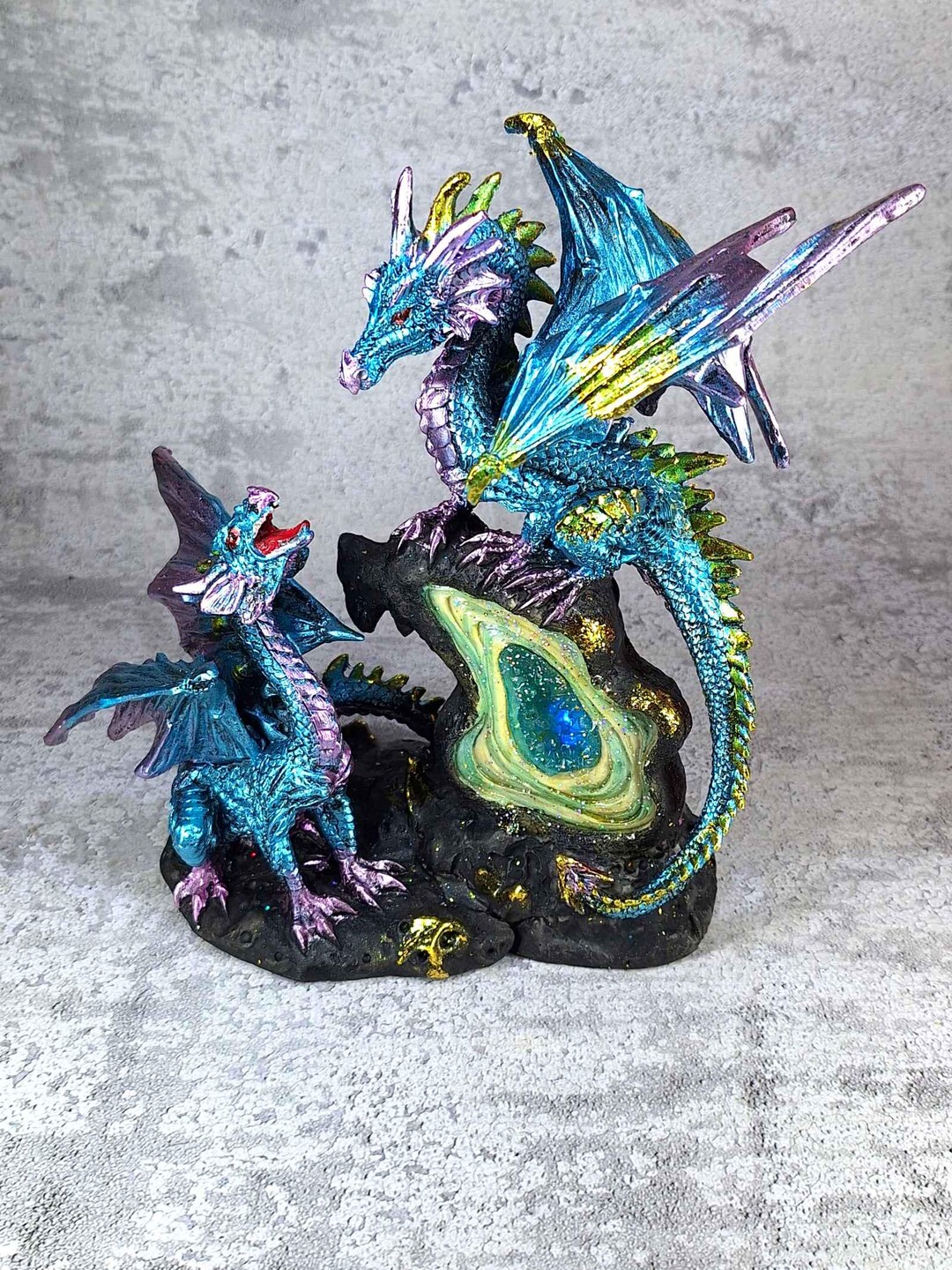 Dragon Family W Lighted Geode Dragon Collectors, Holiday, Birthday ...