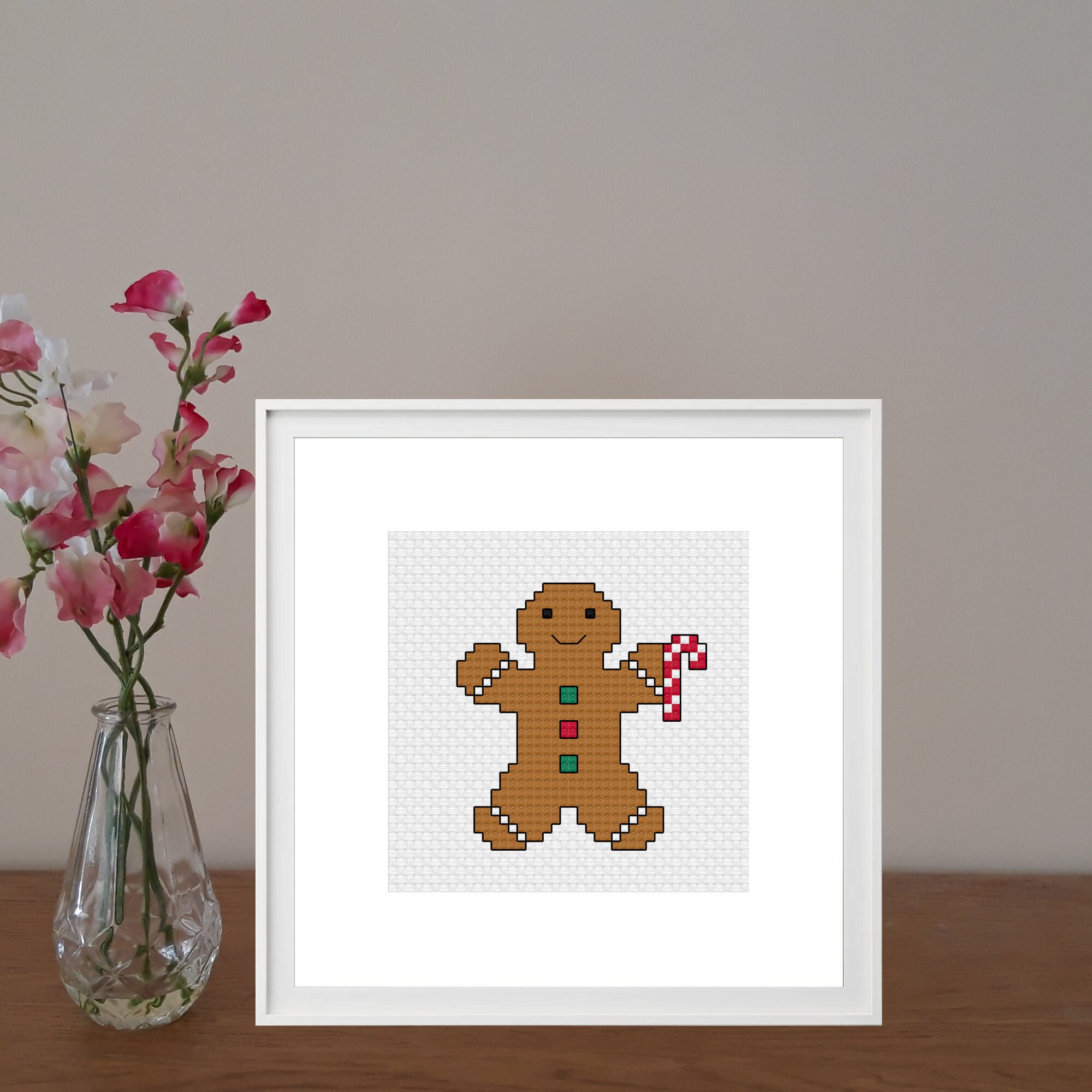Christmas Gingerbread Man Cross Stitch - Cute Gingerbread Man Pattern ...