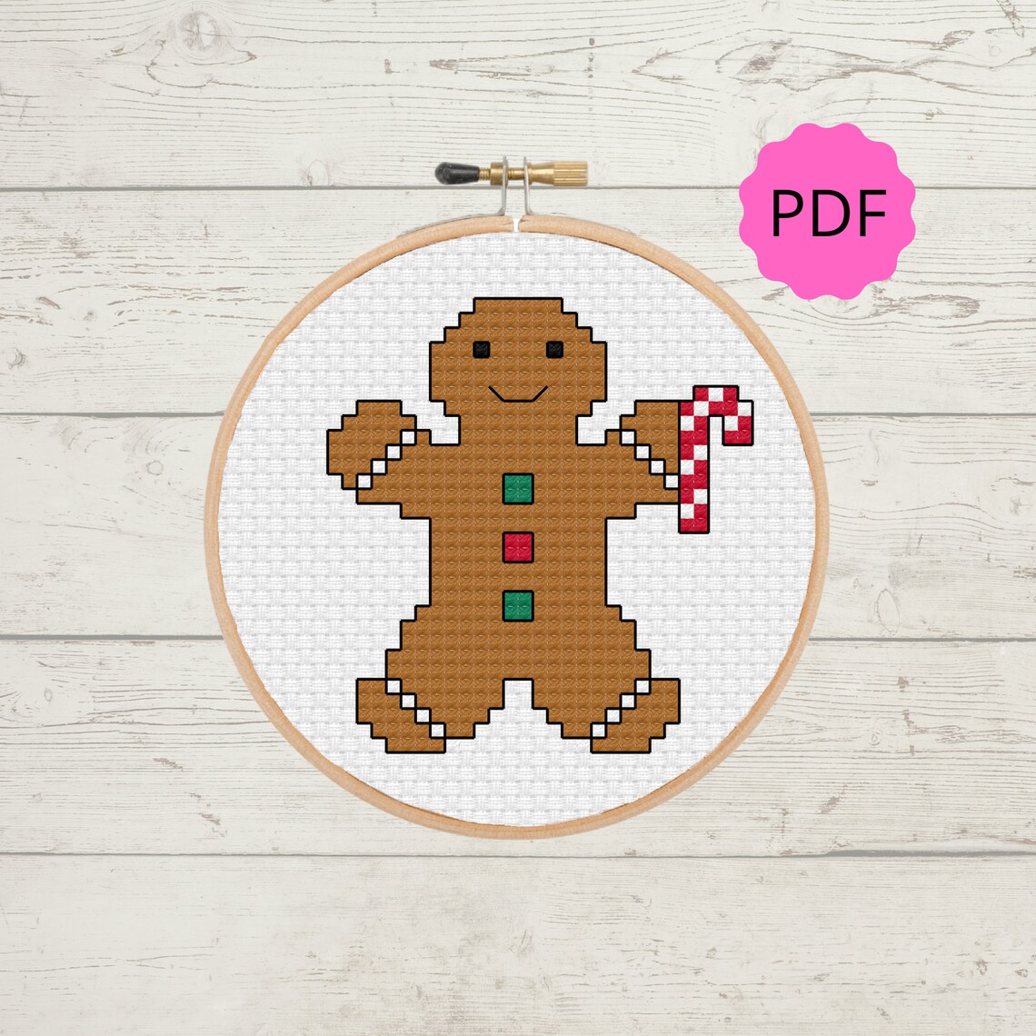 Christmas Gingerbread Man Cross Stitch - Cute Gingerbread Man Pattern ...