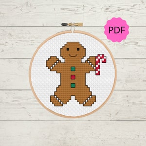 Christmas Gingerbread Man Cross Stitch - Cute Gingerbread Man Pattern ...