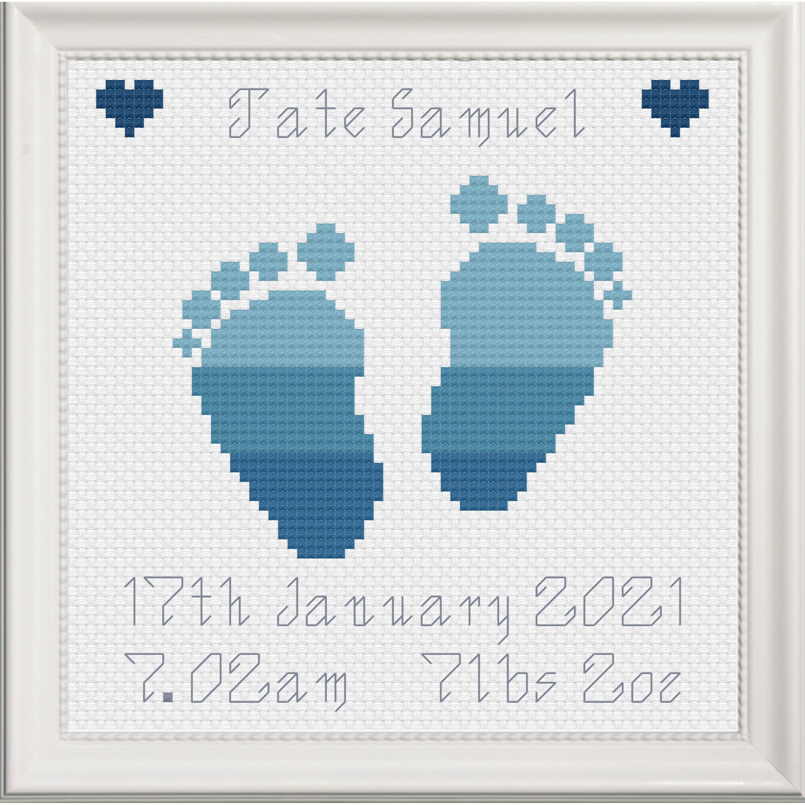 Baby Feet Cross Stitch Pattern New Baby Cross Stitch Personalised Baby ...