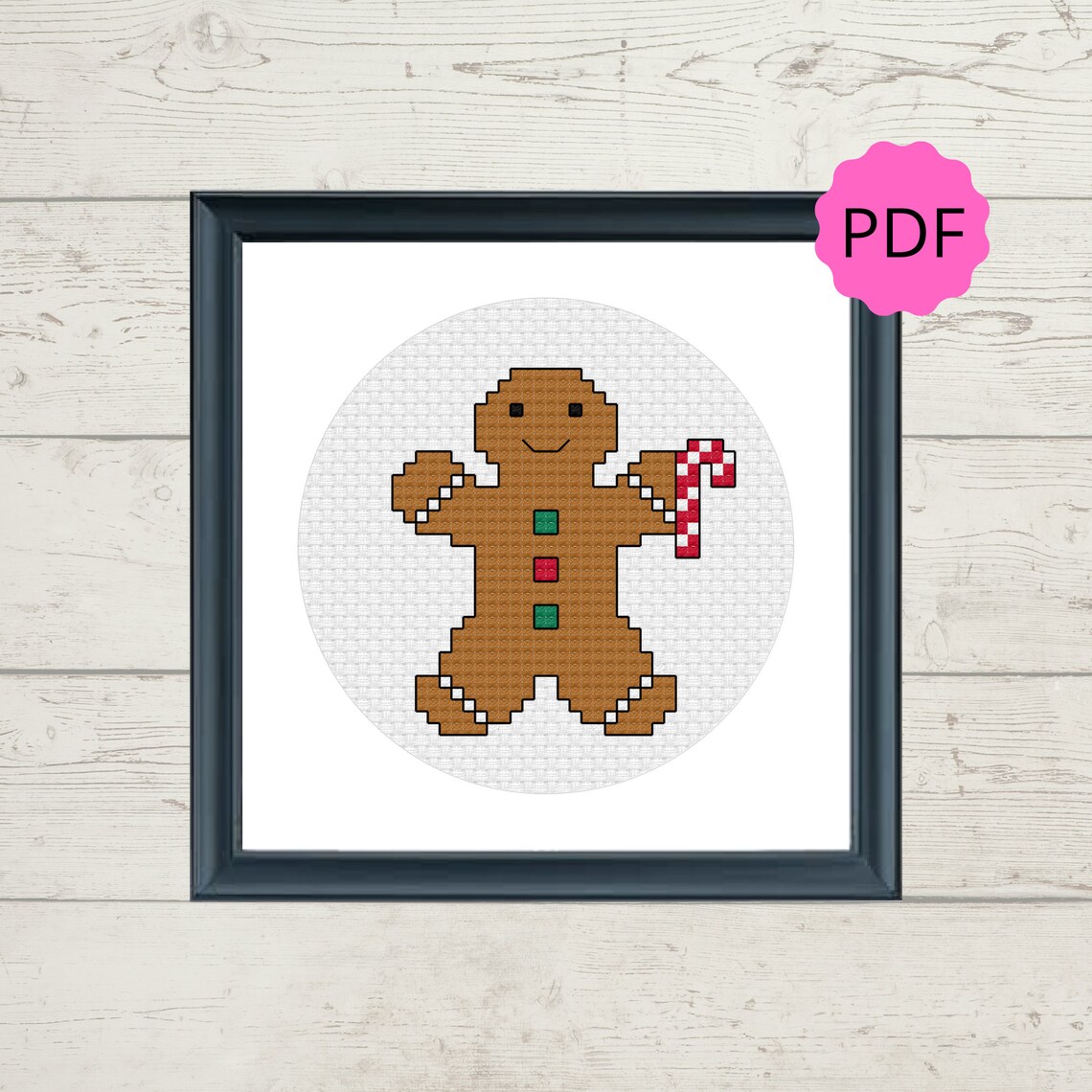 Christmas Gingerbread Man Cross Stitch - Cute Gingerbread Man Pattern ...