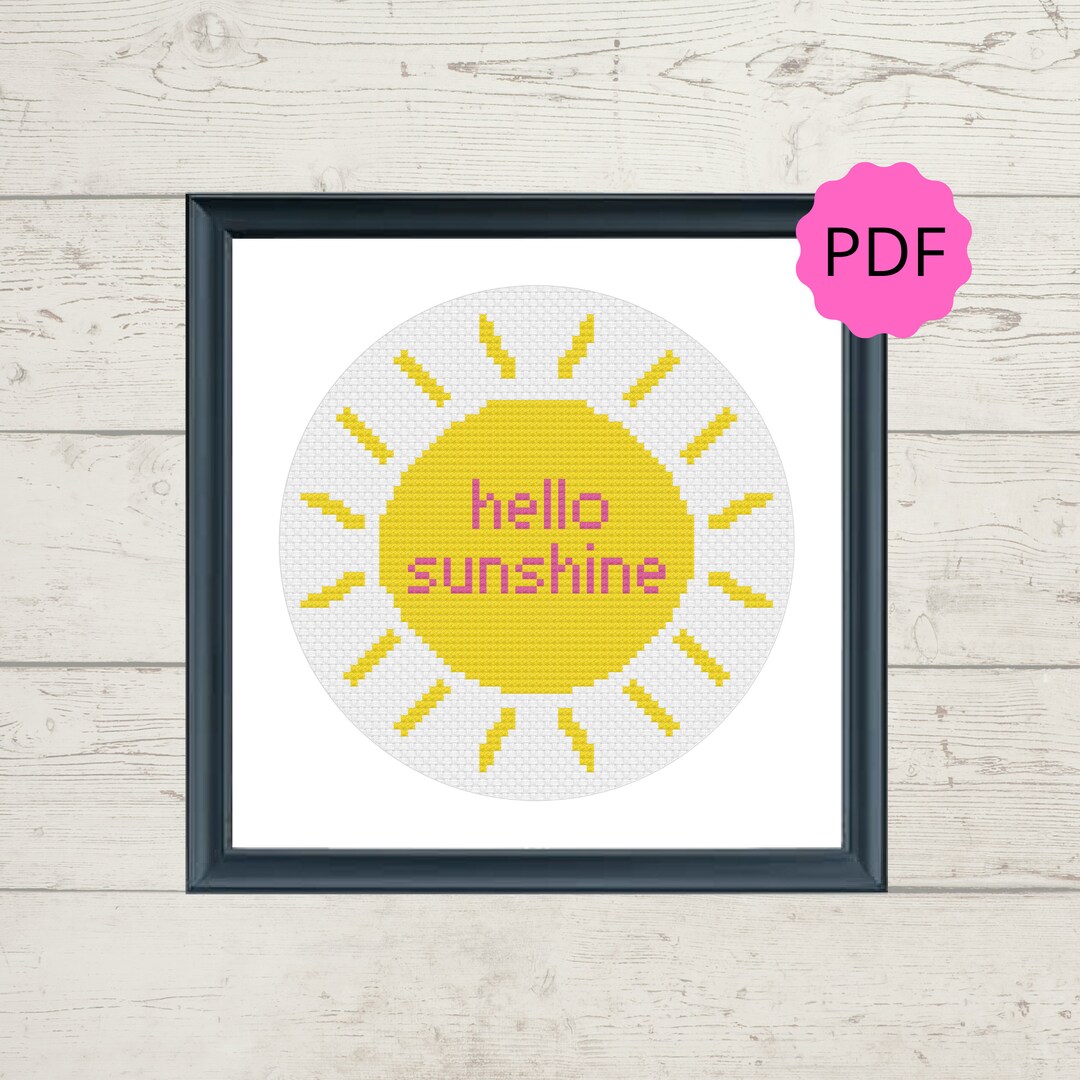 Hello Sunshine Cross Stitch Pattern - Sunshine Cross Stitch - Simple ...