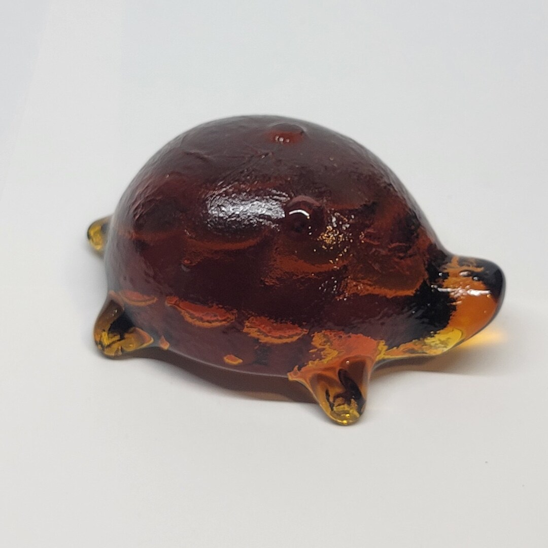 Turtle 4 X 2.5 Amber Glass Paperweight Figurine Collectible - Etsy