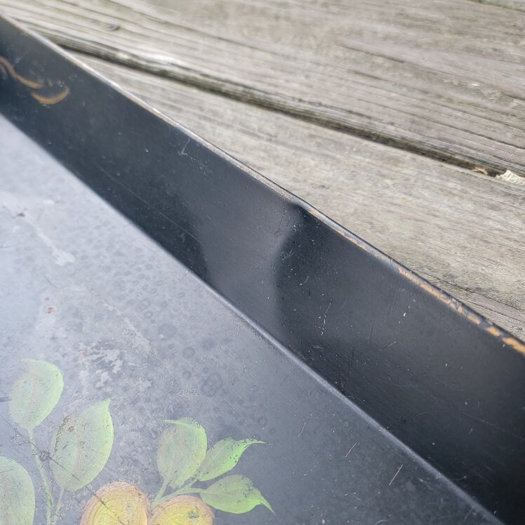 Vintage Large Metal Serving Tray With Handles Tole Hand - Etsy