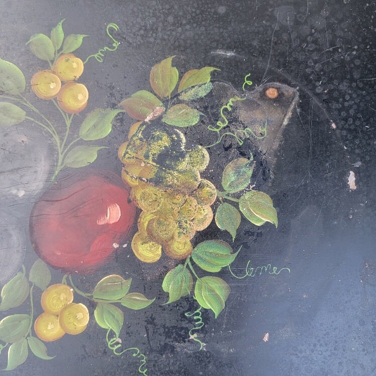 Vintage Large Metal Serving Tray With Handles Tole Hand - Etsy