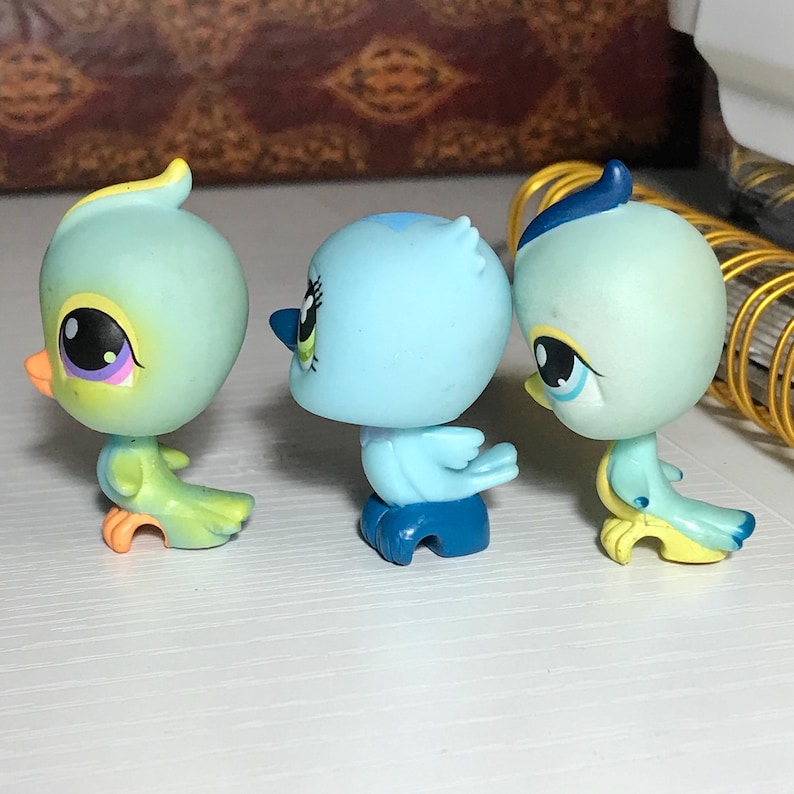 Lot of 3 Littlest Pet Shop LPS Birds Hummingbird #846 Parakeets #123 ...