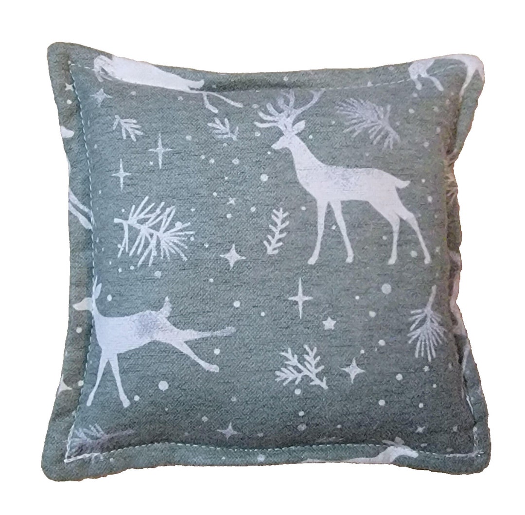Balsam Fir Filled Pillow Green White Deer Snowflakes Pine Needles ...