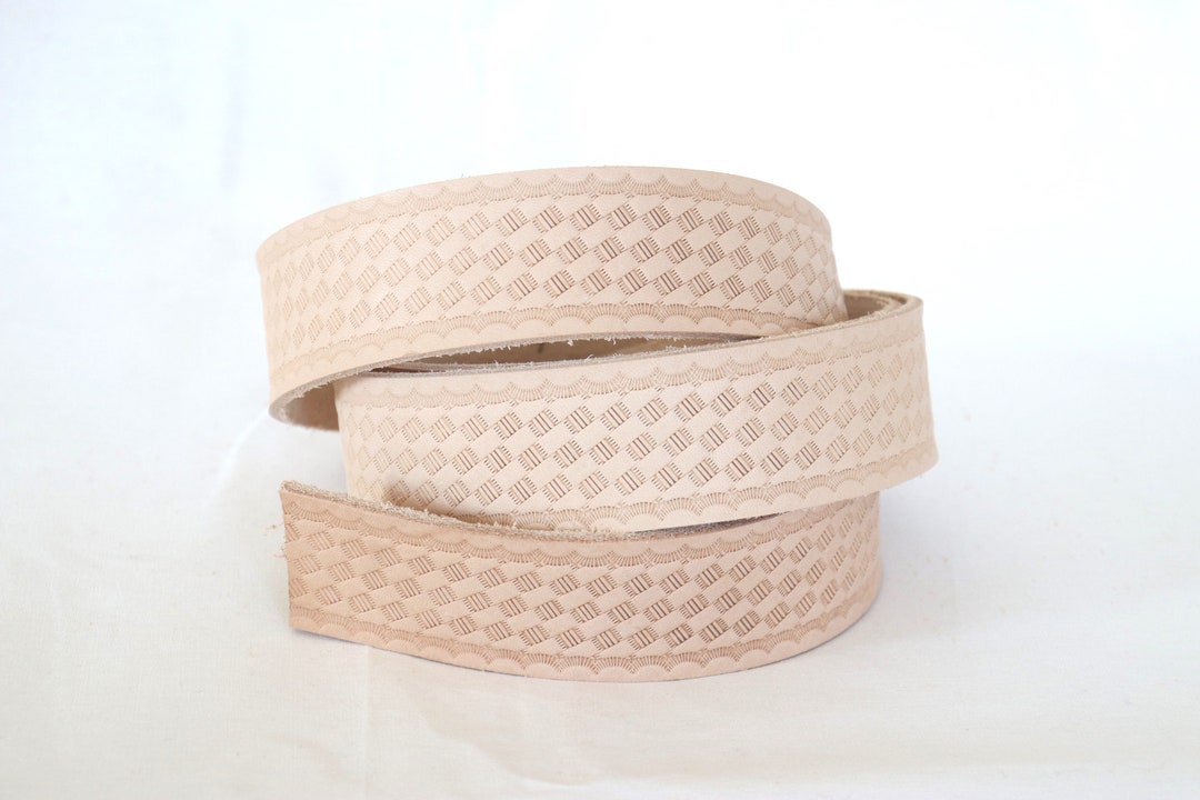 4 Vegetable Tanned Leather Straps Cowhide With Basketweave Embossed ...