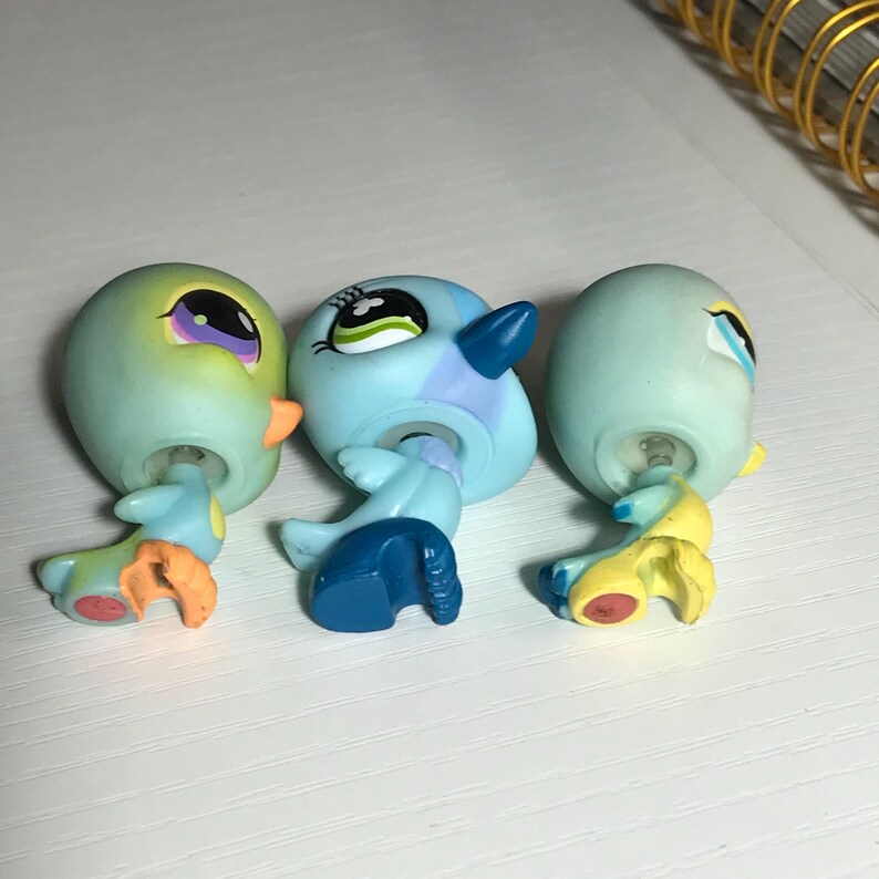 Lot of 3 Littlest Pet Shop LPS Birds Hummingbird #846 Parakeets #123 ...