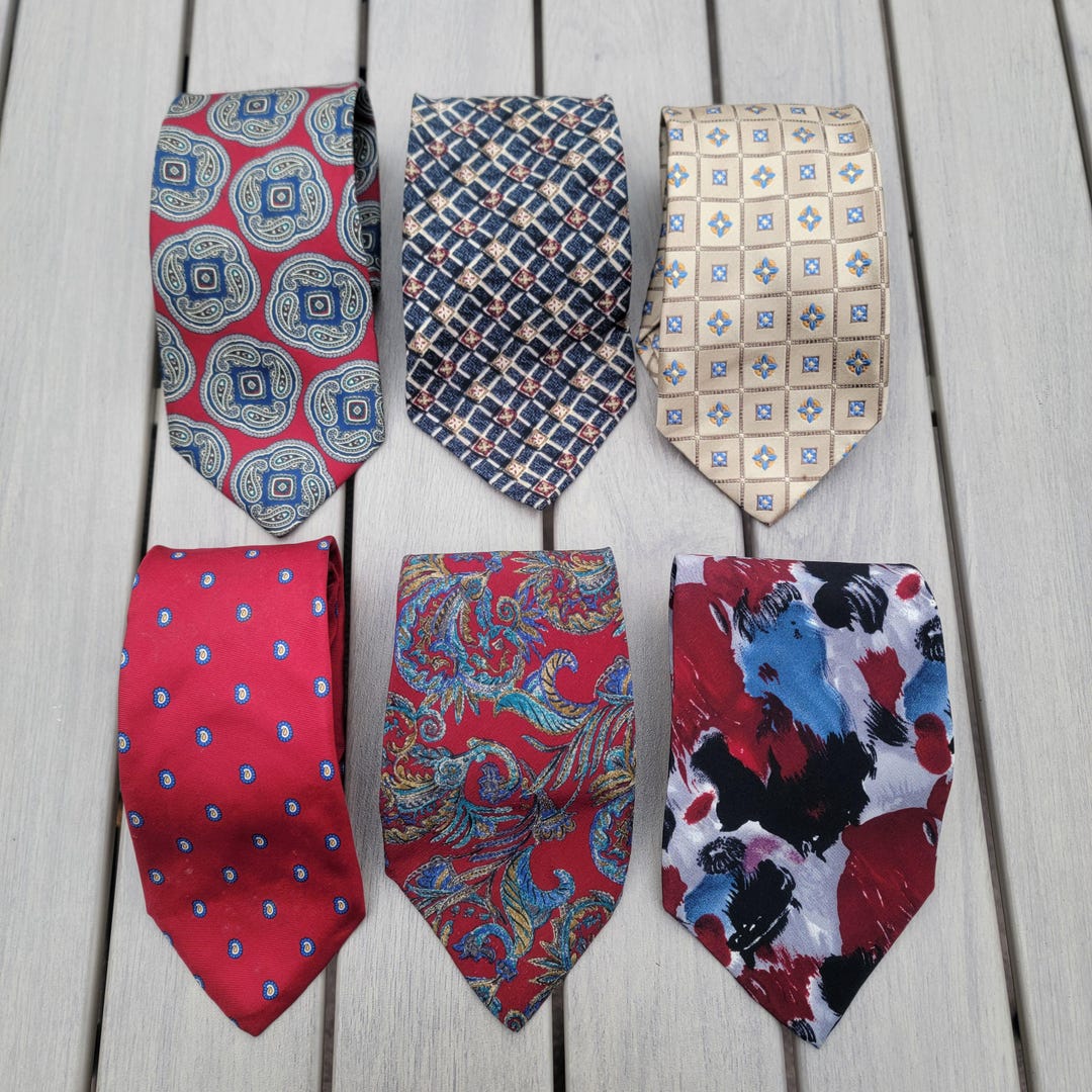 6 Vintage Men's Silk Neckties Ties - Geoffrey Beene, Mallory Church ...