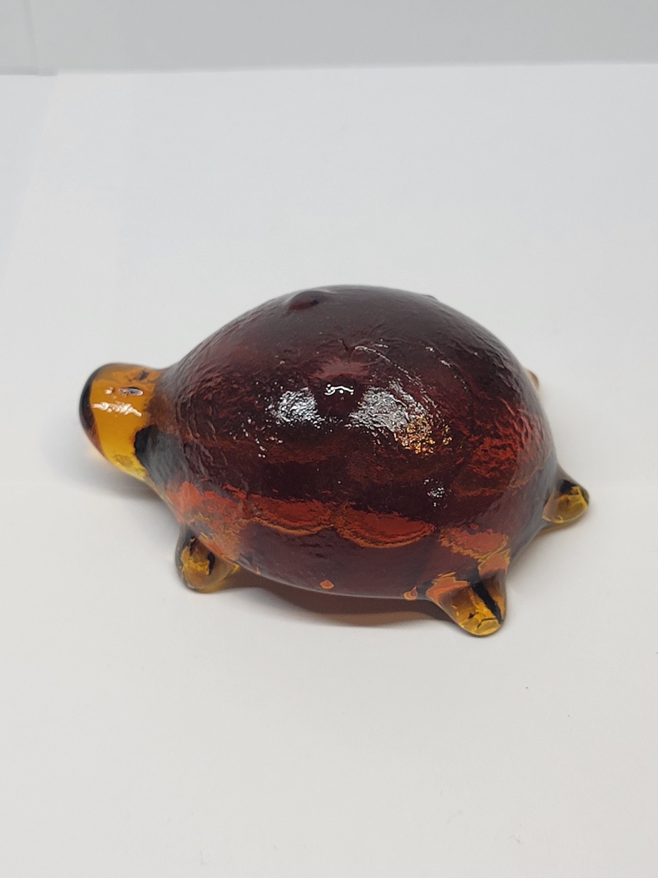 Turtle 4 X 2.5 Amber Glass Paperweight Figurine Collectible - Etsy