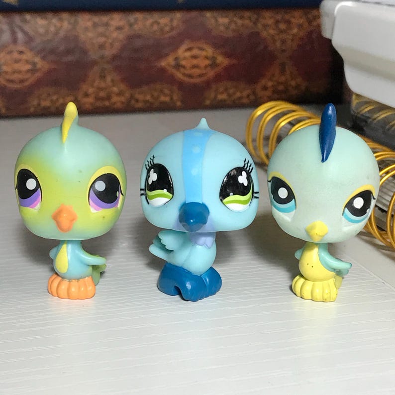 Lot of 3 Littlest Pet Shop LPS Birds Hummingbird #846 Parakeets #123 ...