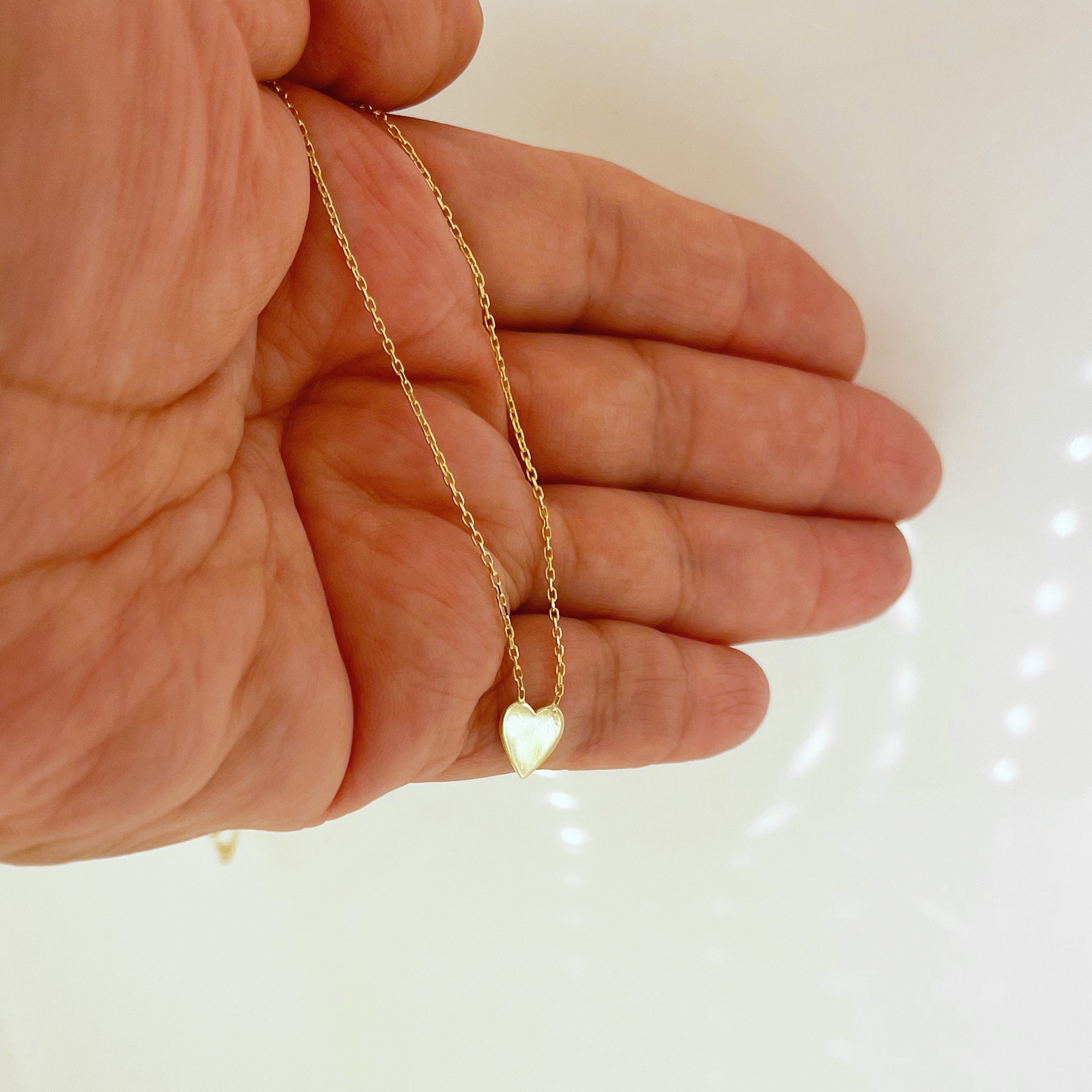 Light Green Heart Necklace: 18kt Gold Sterling Silver Charm - Etsy