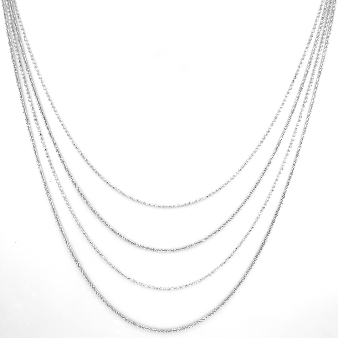 Women Necklace Four Chain Strand Silver Multi Strand Chain Women ...