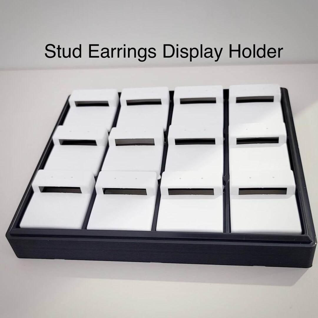 Stud Earrings Display Tray Storage for 20 Pairs Hard Black Flexible ...