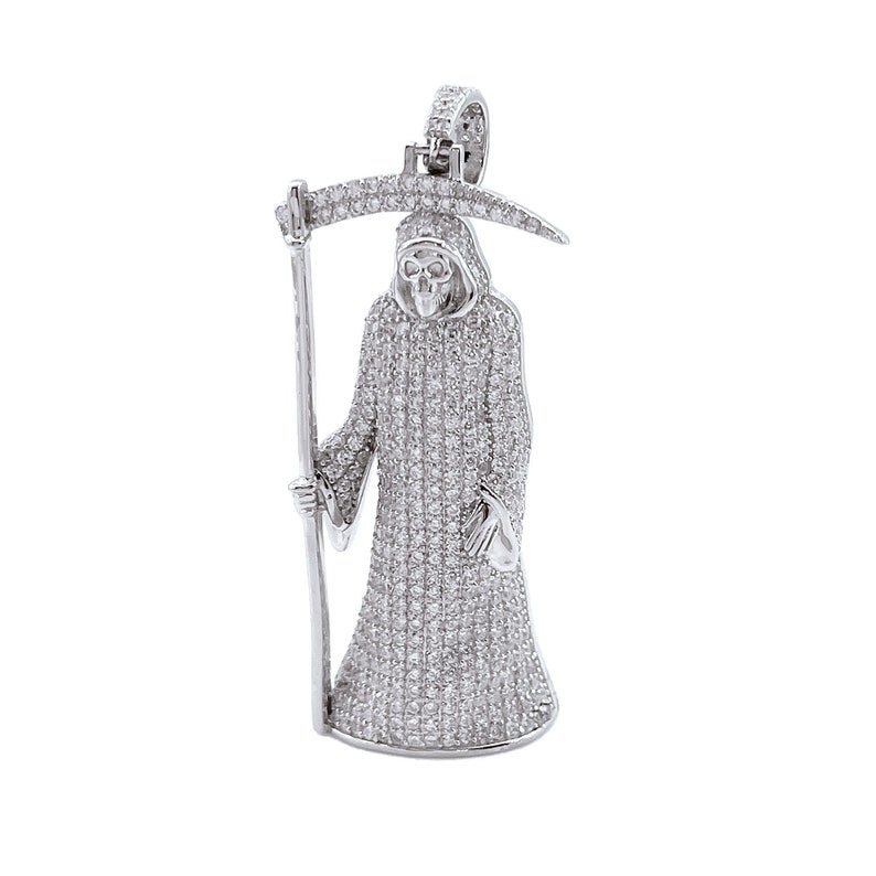 Cubic Zirconia Sterling Silver Grim Reaper Pendant - La Santa Muerte - Etsy