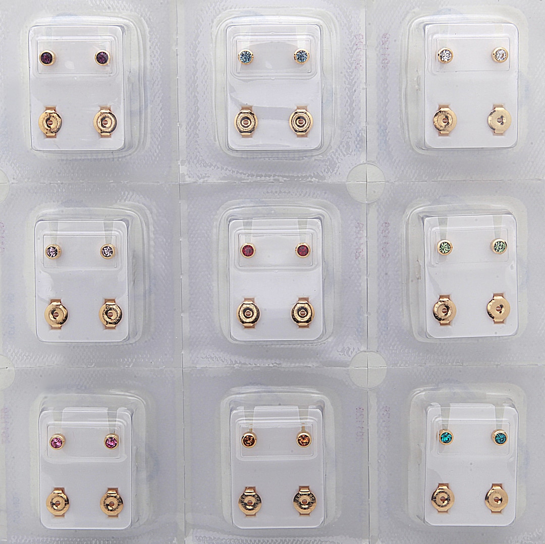 Piercing Studs Earrings Surgical Steel Earrings 3mm 12 Birthstones ...