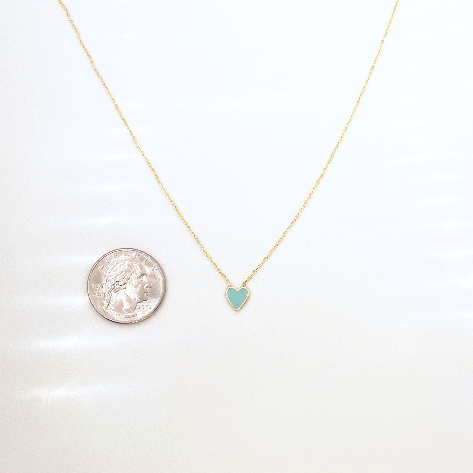 Light Green Heart Necklace: 18kt Gold Sterling Silver Charm - Etsy