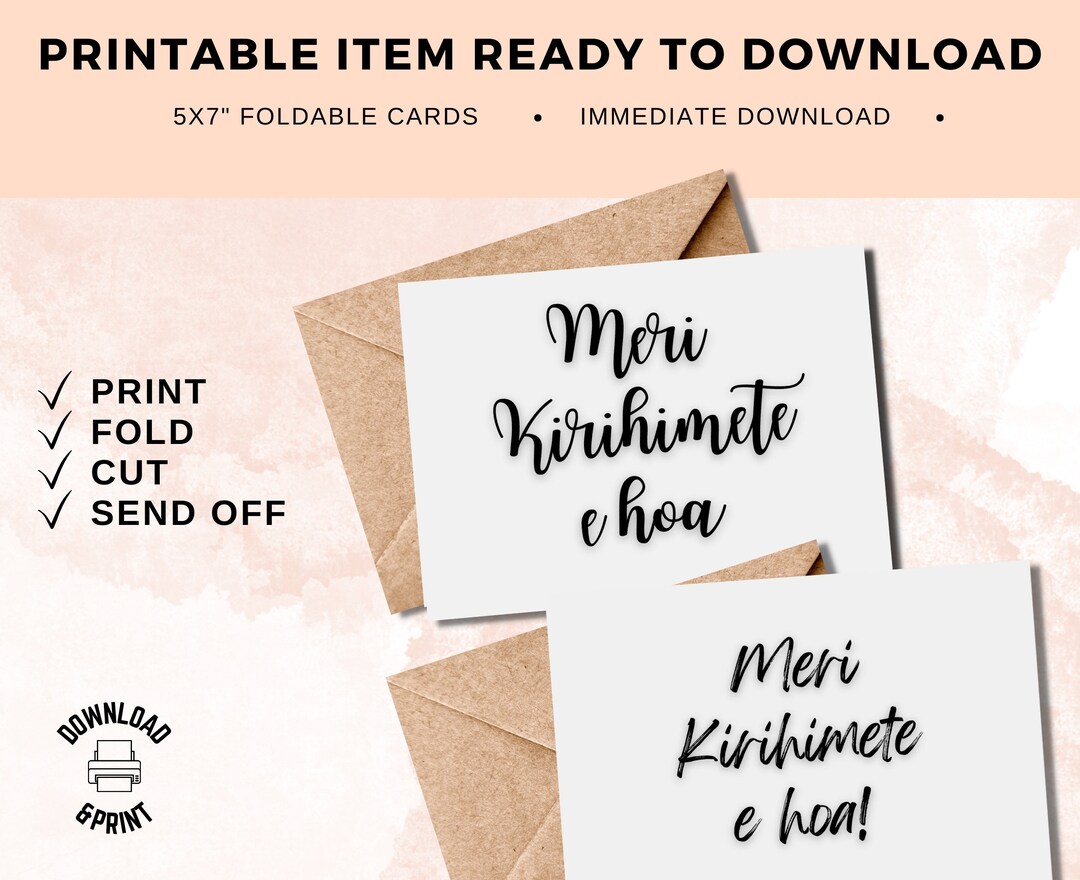 Printable HOA Te Reo Christmas Cards, Instant Download, 7x5 Inch Cards ...