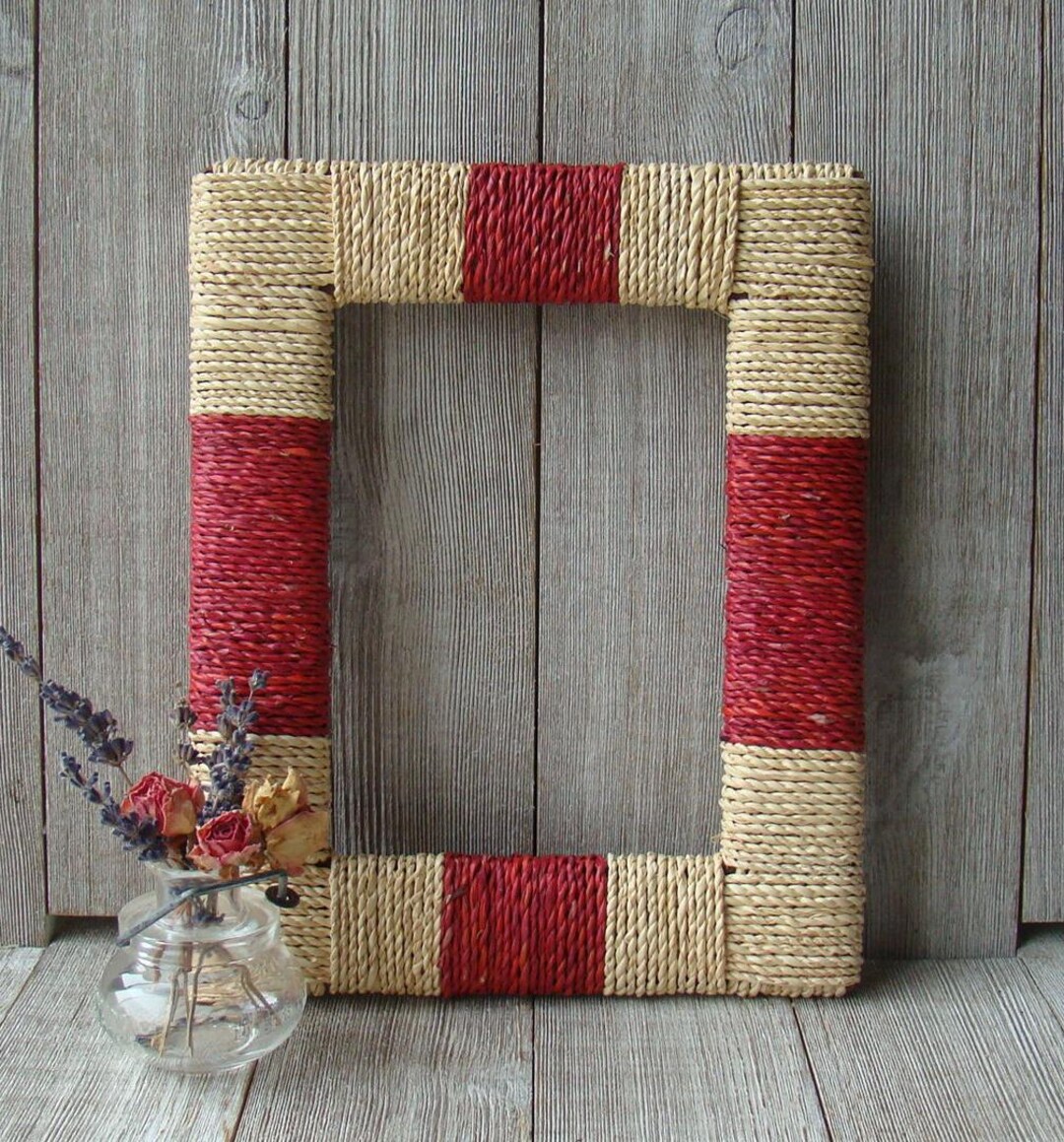 5 X 7 Red and Natural Jute Rope Frame - Etsy