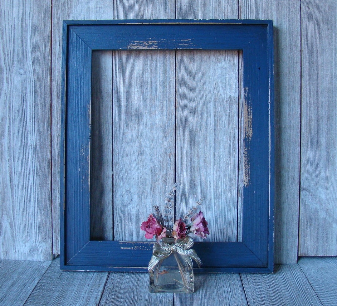Distressed 8 X 10 Blue Wood Frame - Etsy