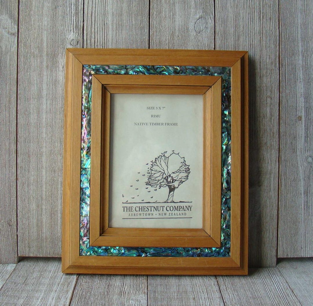 5 X 7 Rimu Wood Frame With Inlaid Paua Abalone Shell - Etsy