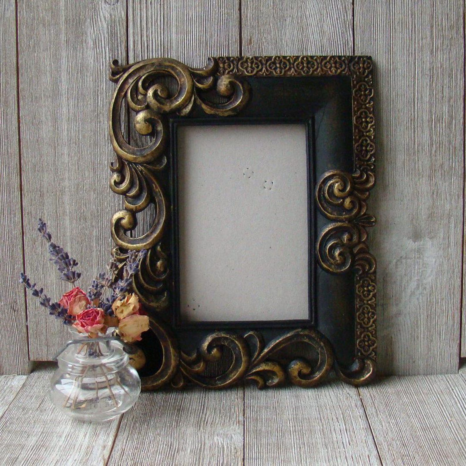 Ornate 4 X 6 Black and Gold Frame - Etsy