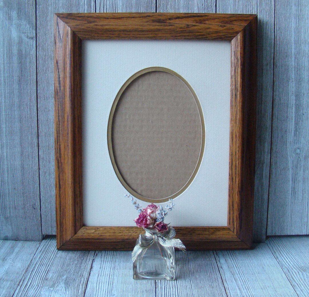 Vintage 8 X 10 Solid Oak Wood Frame With 5 X 7 Double off White and ...