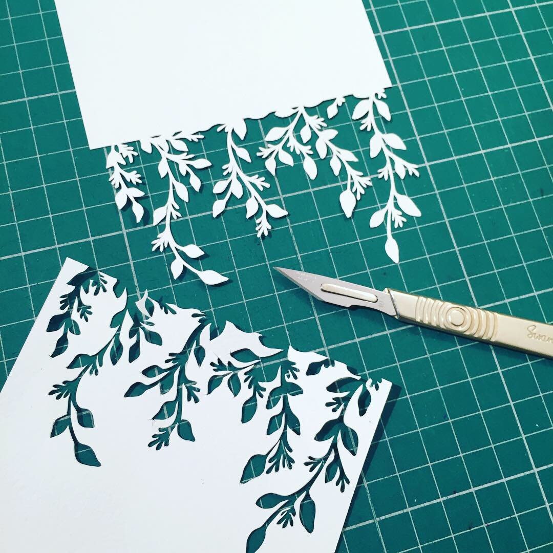 Mini Hand-cut Eucalyptus & Honey Bee Papercut, Original Botanical ...
