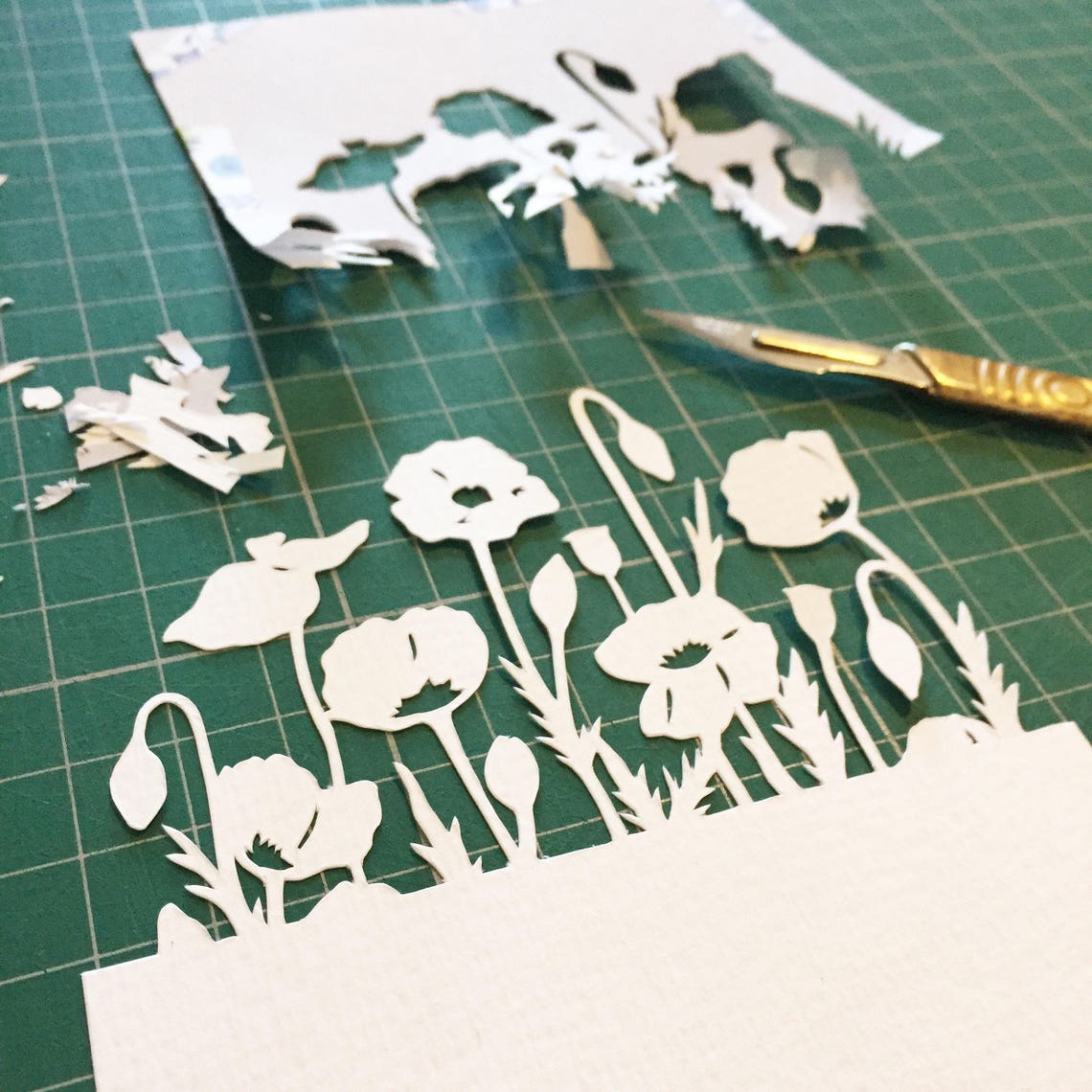 Framed Hand-cut Poppy Papercut 6x4 Inch Original Botanical - Etsy