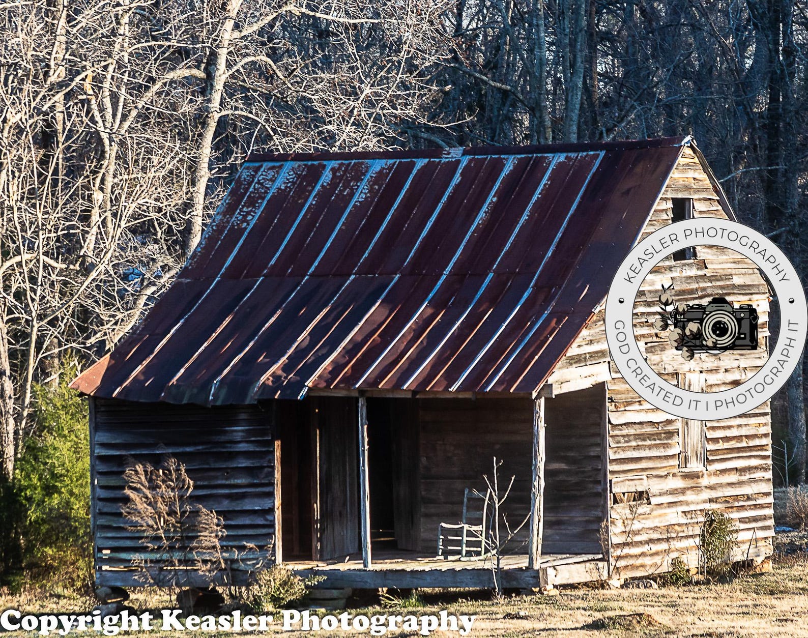 Rusted Metal Roof and Wood House With Rocking Chair. Made to Order ...